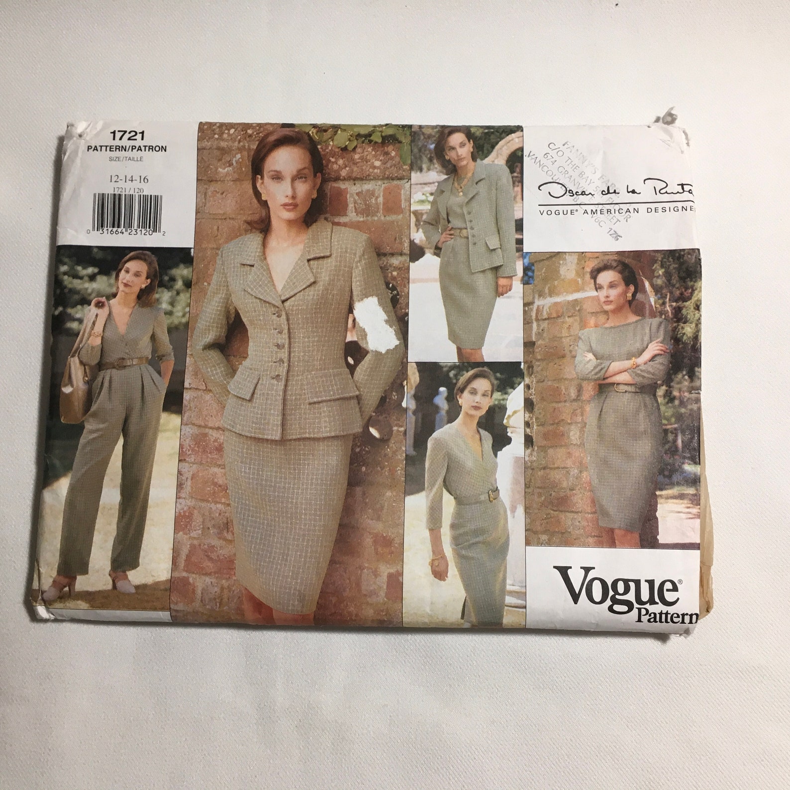 Vogue 1721 Sewing Pattern Oscar De La Renta Misses Jacket - Etsy