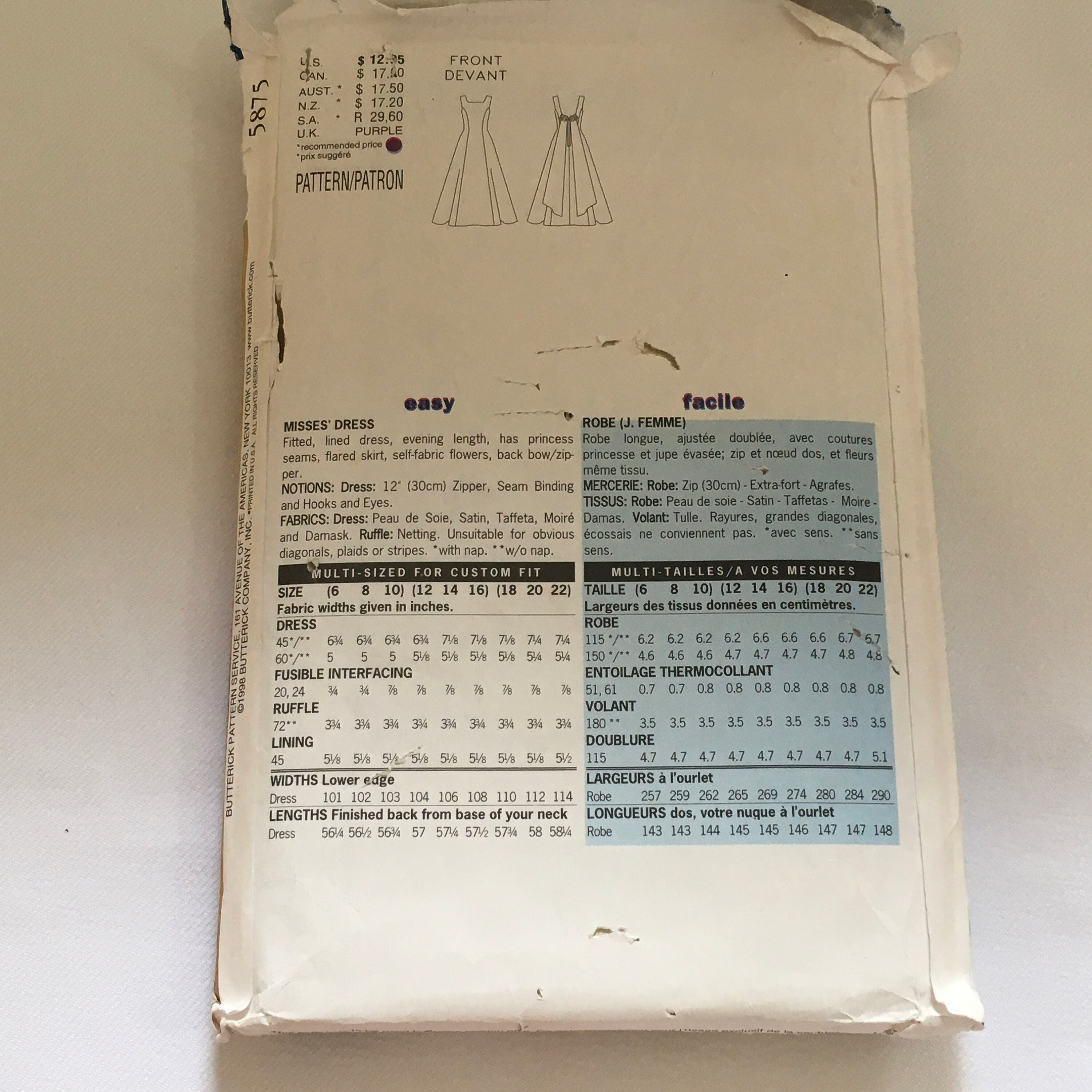 Butterick 5875 Sewing Pattern Evan Picone Misses Dress Fitted | Etsy