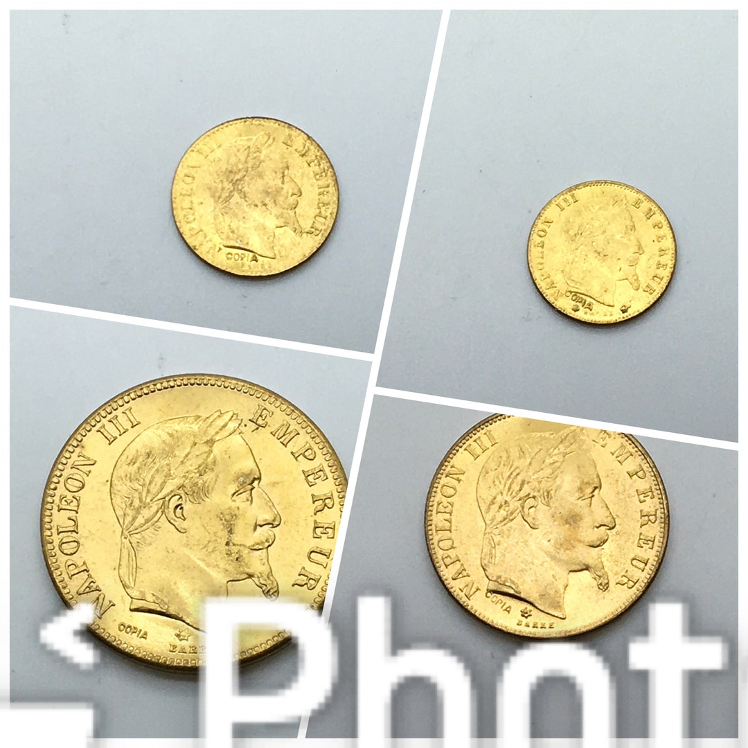 Réplique de pièce de pièce plaquée or France 1869 100 francs 1859 50 francs 1867 10 francs 1865 ...