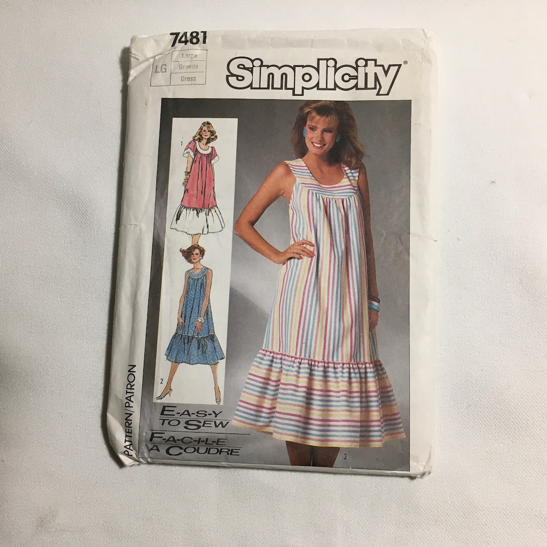 Simplicity 7481 Sewing Pattern Muu Muu Loose Fitting Dress Gathered to ...