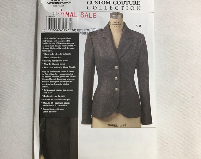 Vogue Sewing Pattern Claire Shaefer's Custom Couture Collection V8333 ...