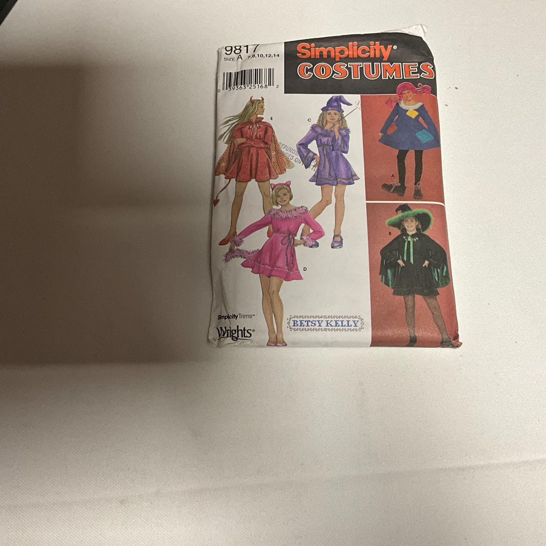 Simplicity 9817 Sewing Pattern Girls Costumes Dress Cape Hat Headband ...