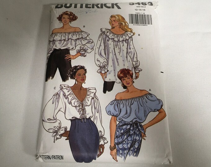 Butterick 5463 Sewing Pattern Top Blouse Peasant Ruffled Blouse Loose ...