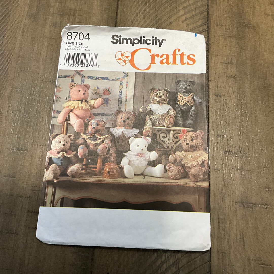 Simplicity Crafts 8704 Sewing Pattern Stuffed Decorative Bear Teddy ...