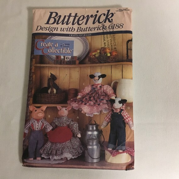 Butterick 6188 Sewing Pattern Pig Cow & 4 Outfits 16 Dress - Etsy