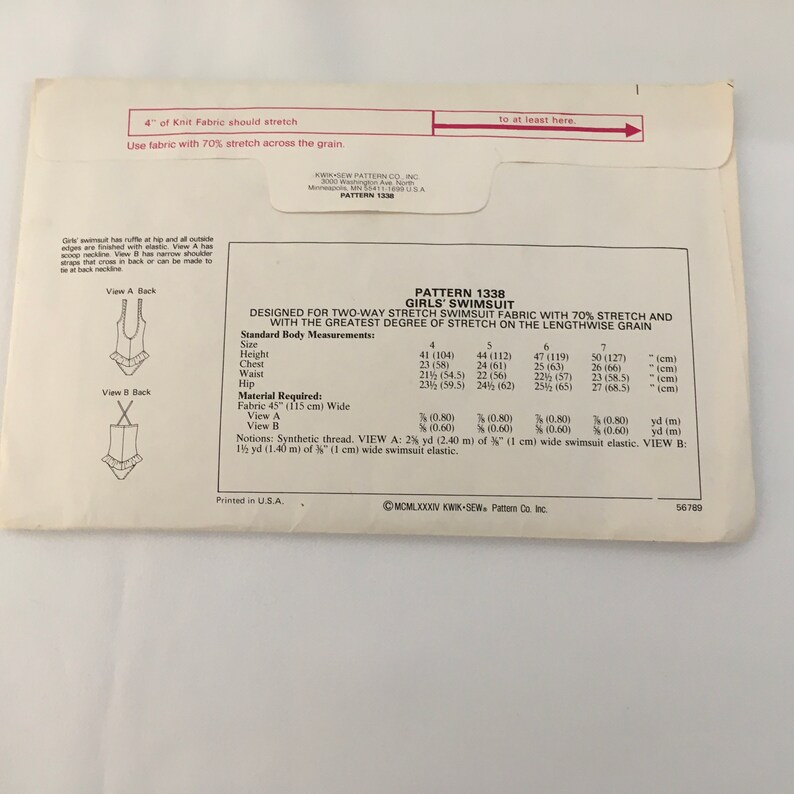 Kwik Sew Sewing Pattern 1338 Girl Child Toddler Swimsuit With | Etsy