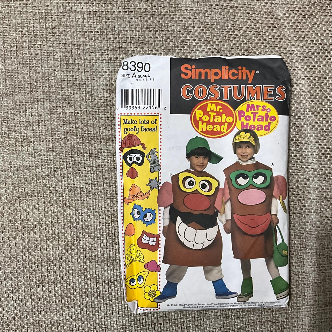 Simplicity 8390 0667 Childs Costumes Mr Potato Head Mrs Potato Head Shoe Covers Purse Hat Goofy ...