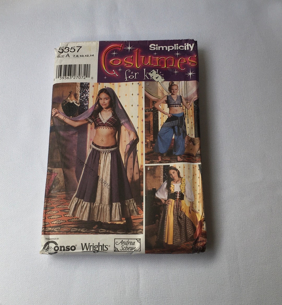 Simplicity Costume Sewing Pattern 5357 Belly Dancer Harem Medieval ...