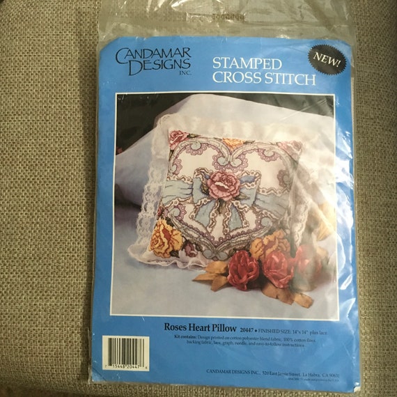 Candamar Designs 20447 Stamped Cross Stitch Kit Roses Heart - Etsy