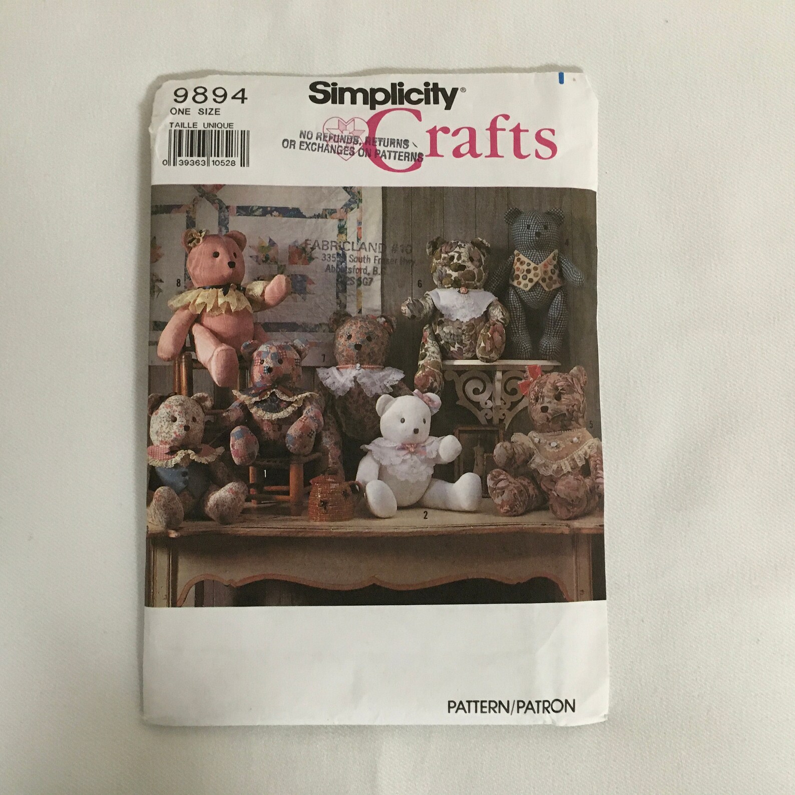 Simplicity Crafts 9894 Sewing Pattern Stuffed Bear Joined | Etsy