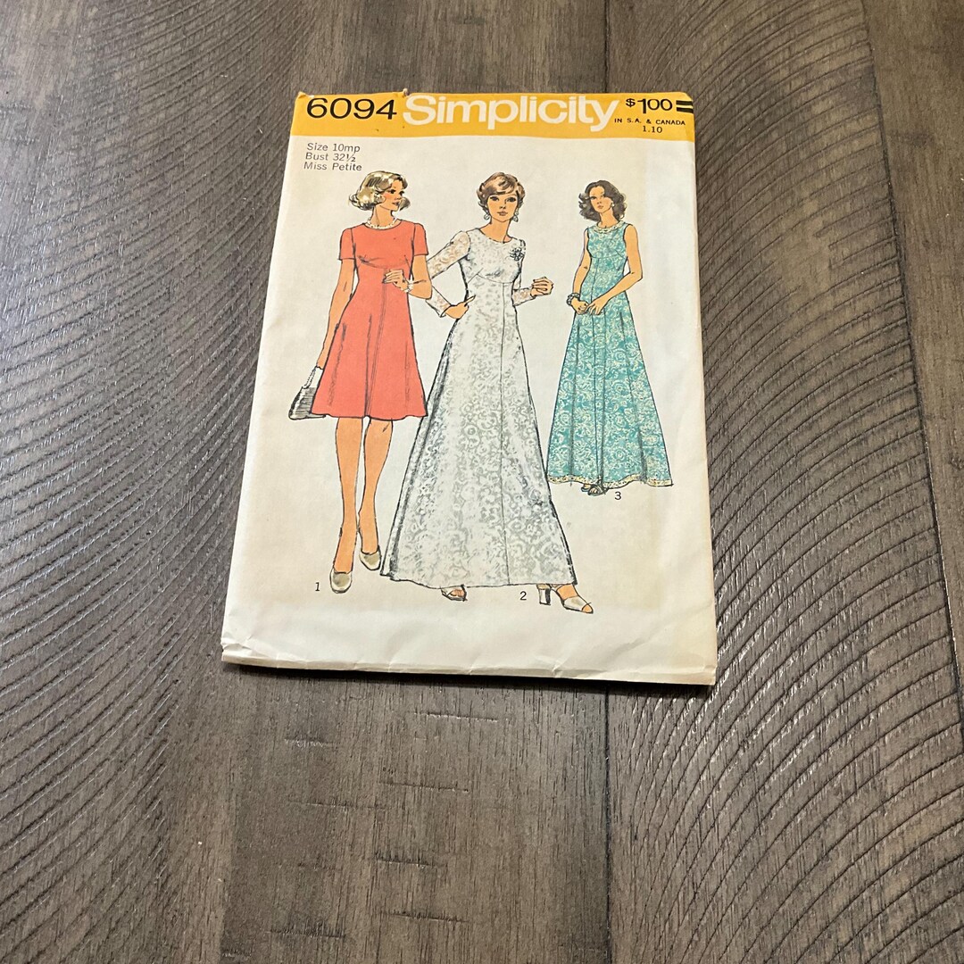 Simplicity 6094 Miss Petite A Line Dress Two Lengths Evening Length ...