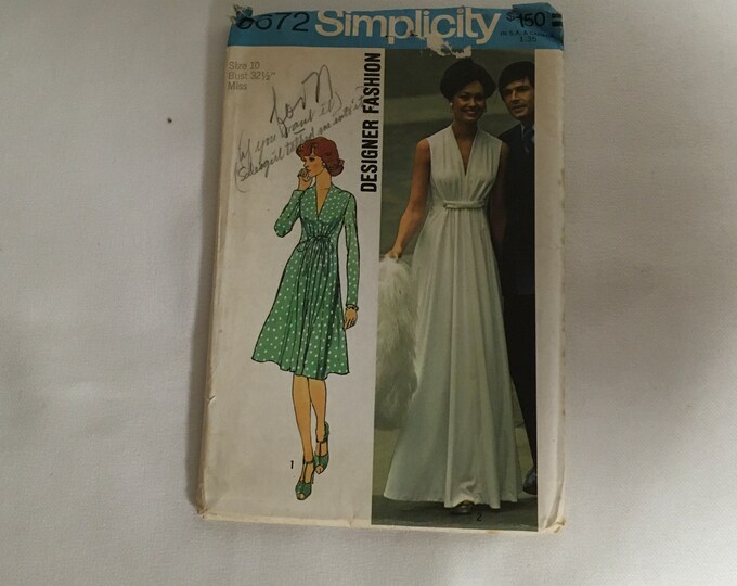 1970s Simplicity 6672 Misses Grecian Goddess Dress Pattern Designer ...