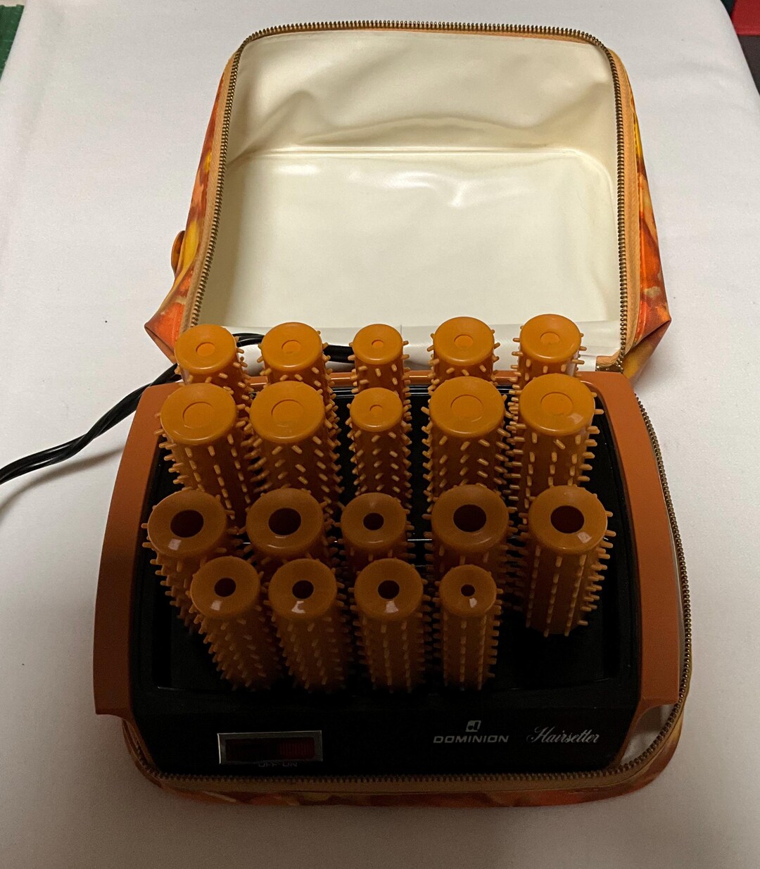 Dominion Heated Hair Curler Set Carry Case Heated Hair Rollers Heated ...