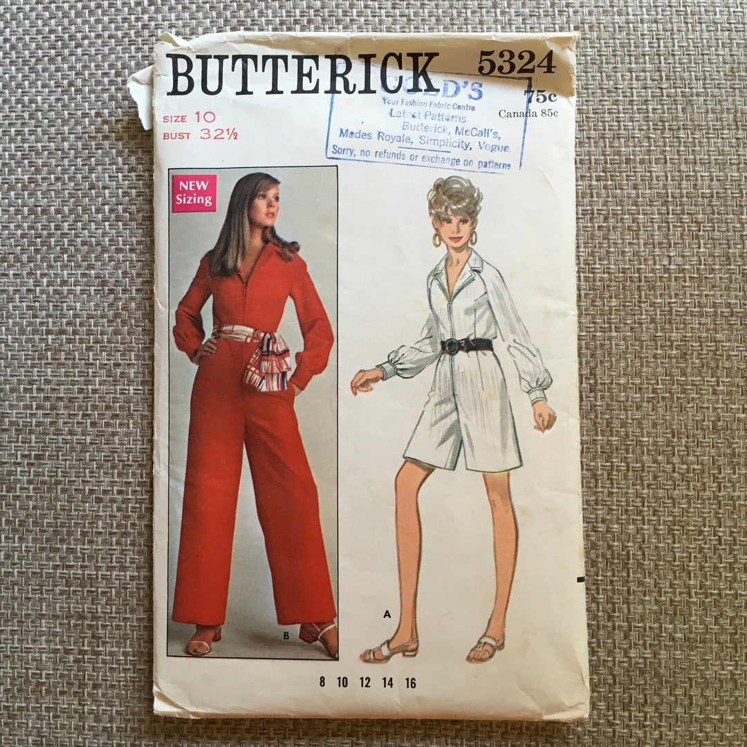 Butterick 5324 Sewing Pattern Pantdress Jumpsuit Full or Above Knee ...