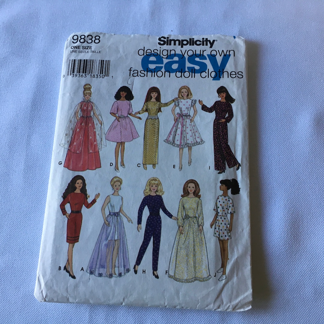 Simplicity 9838 Sewing Pattern Fashion Doll Clothes Wardrobe - Etsy