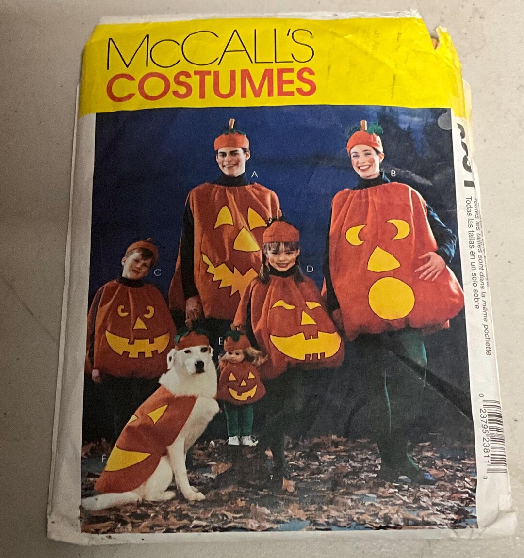 Mccalls Costumes Sewing Pattern 2381 Child Adult Dog Family Pumpkin ...
