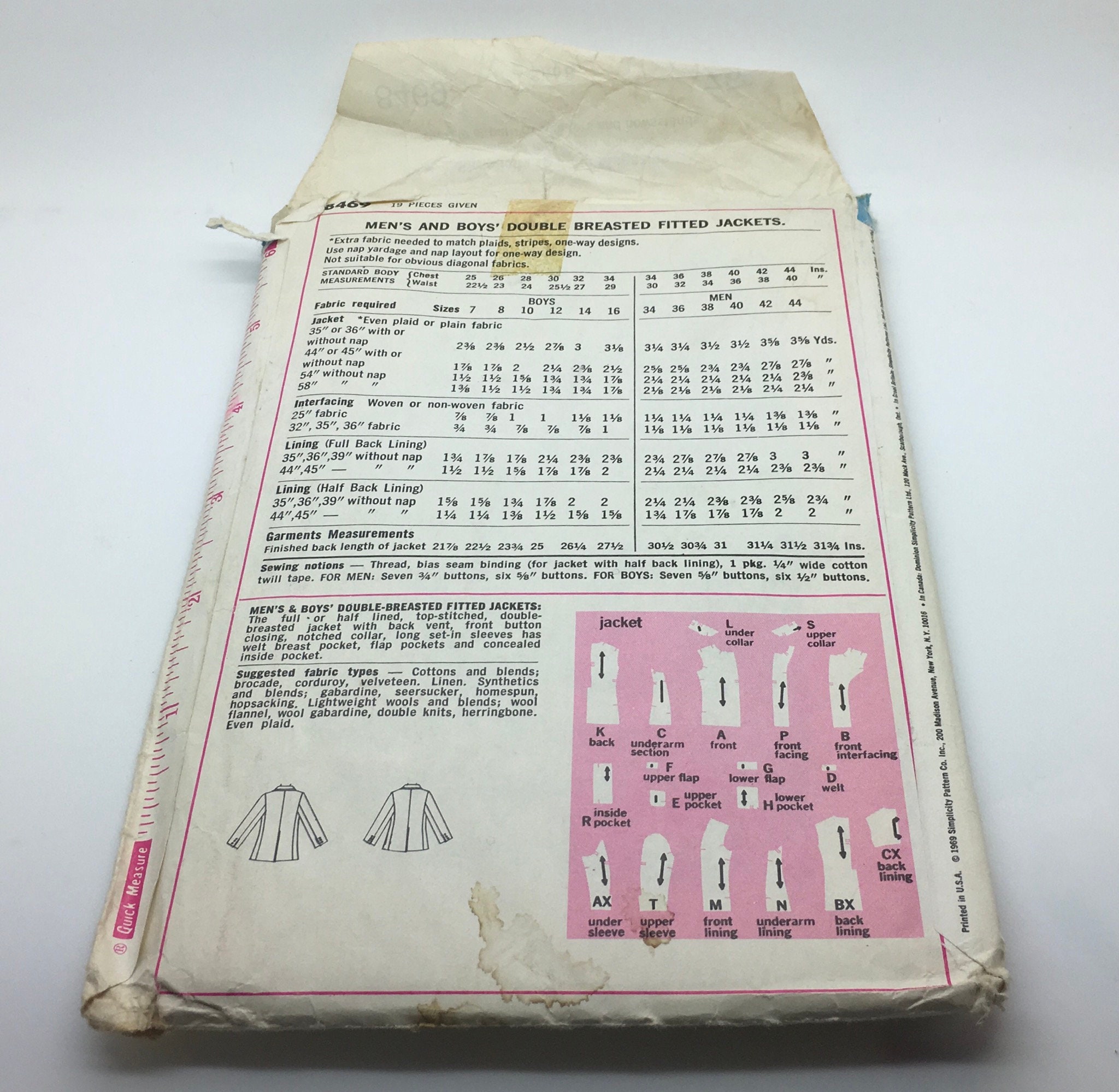 Simplicity 8469 Sewing Pattern Boys Double Breasted Fitted - Etsy