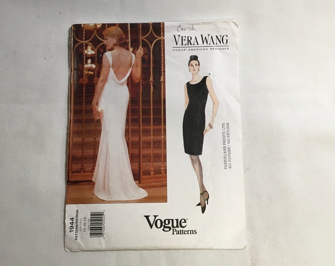 Vogue 1944 Sewing Pattern Vera Wang Misses Petite Dress Close Fitting ...