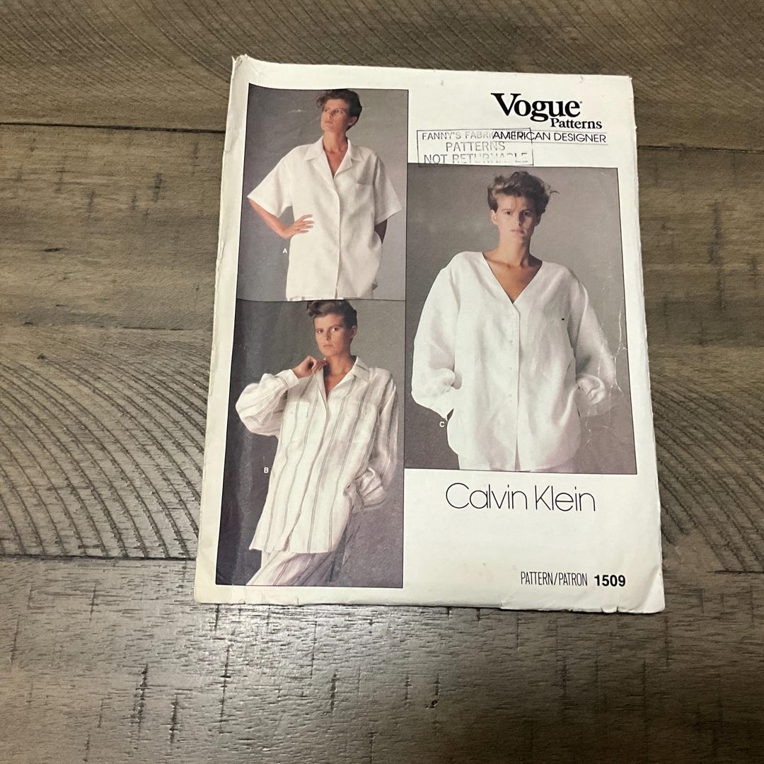 Vogue Calvin Klein Sewing Pattern 1509 Very Loose Fitting Misses Shirt ...