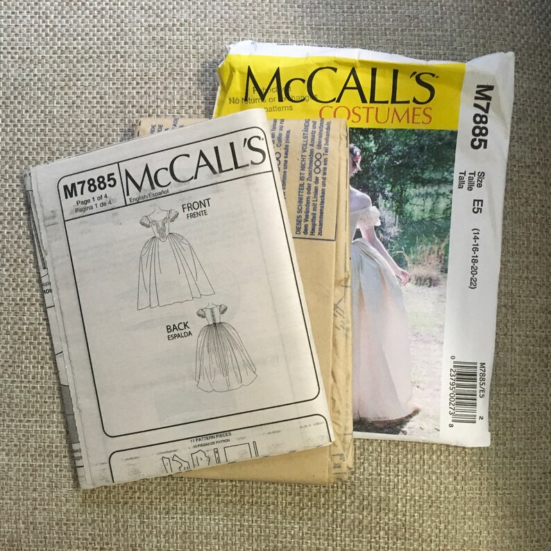 Mccalls Costumes M7885 Sewing Pattern Baroque French - Etsy