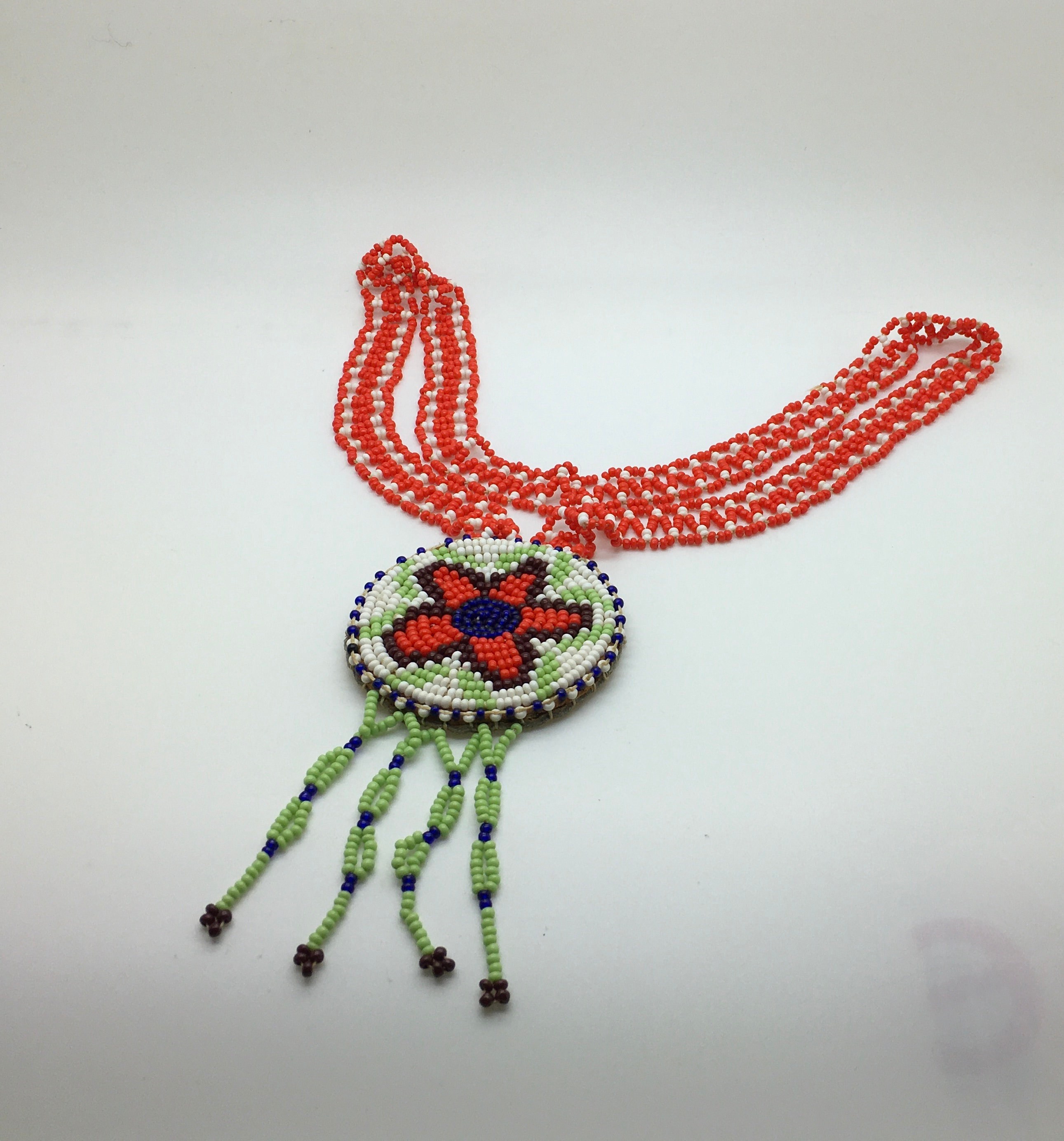 Vintage Native American Seed Bead Medallion Necklace Woven | Etsy