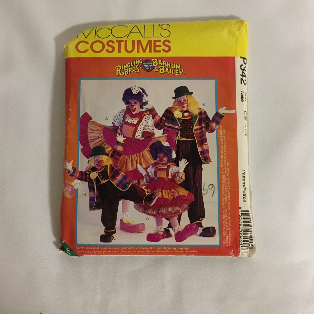 Mccalls Costume Sewing Pattern 9045 P342 Ringling Bros. Barnum & Bailey ...