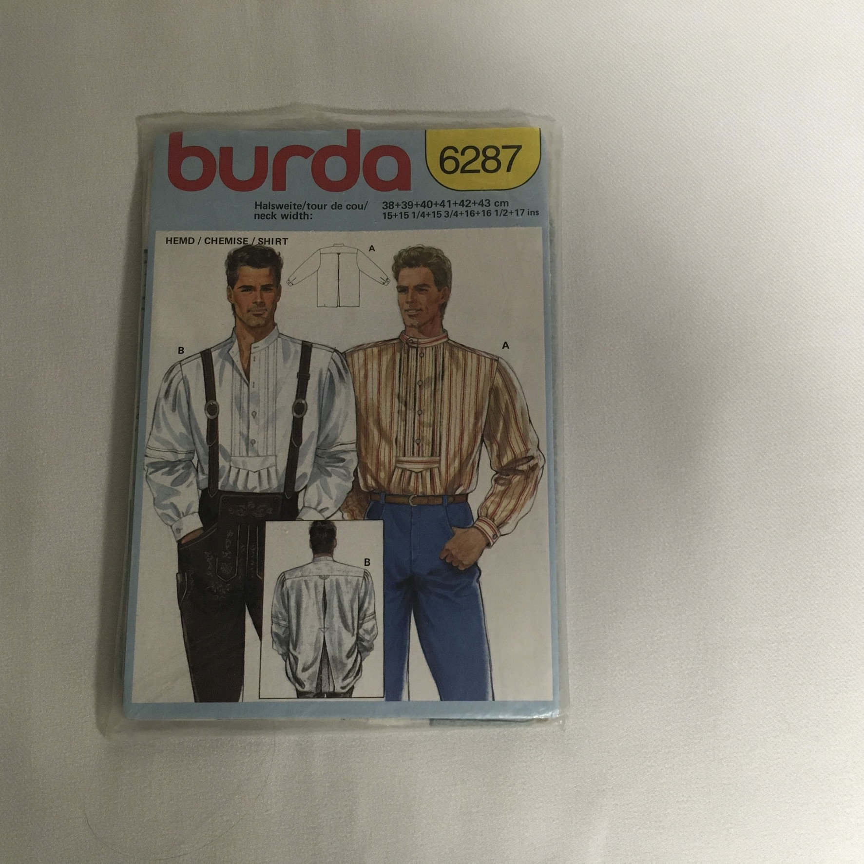 Burda 6287 Formal Dress Mens Shirt Front Pleated Shirt Narrow - Etsy