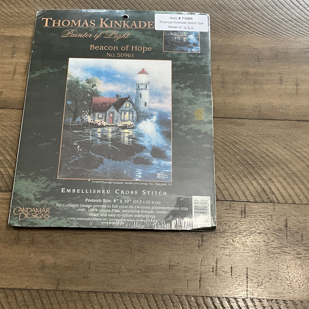 Thomas Kinkade Embellished Cross Stitch Kit Beacon of Hope 50961 Ocean ...
