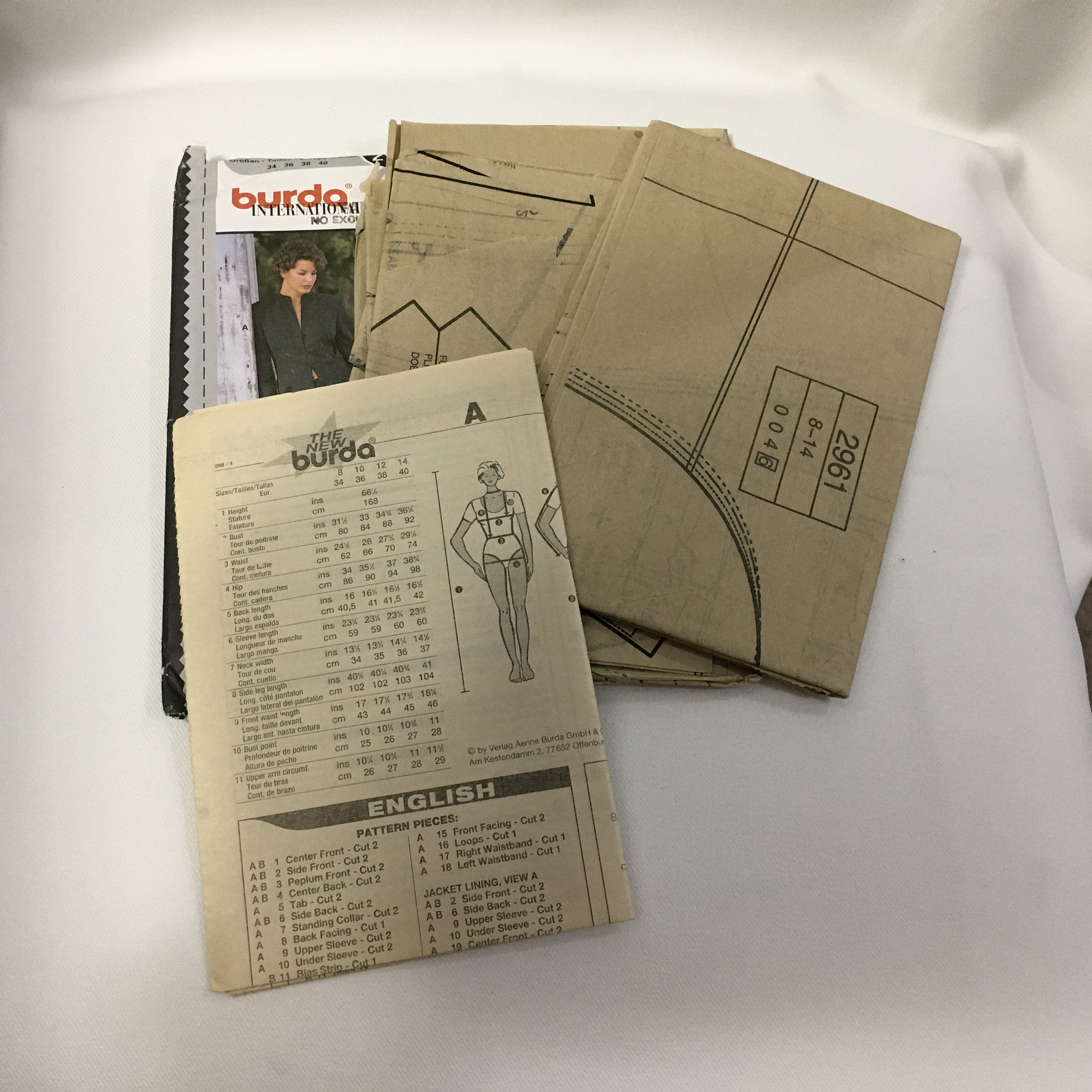 Burda 2961 Sewing Pattern Pants Peplum Jacket Peplum Blouse - Etsy