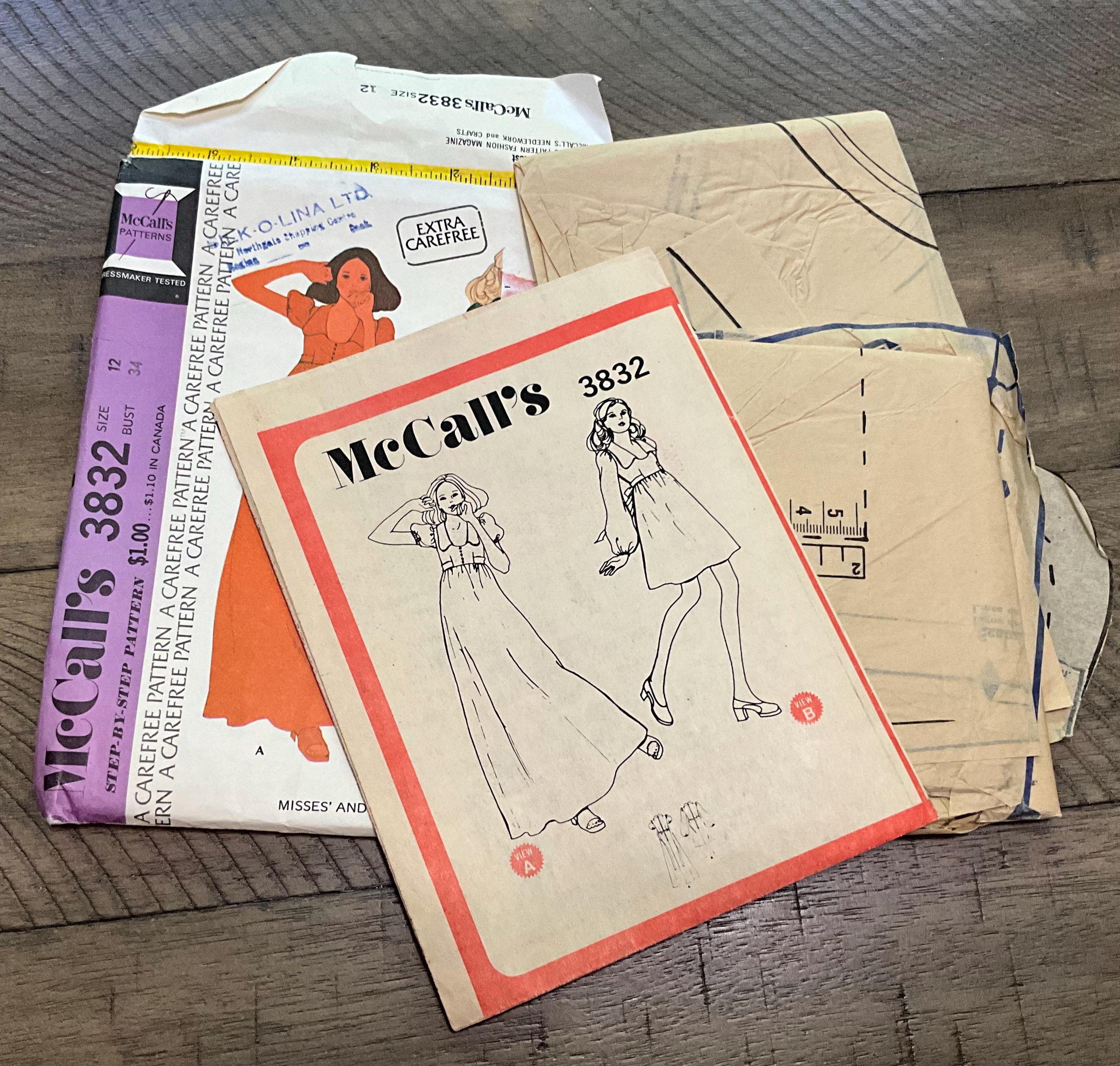 Mccall’s 3832 Sewing Pattern Misses Junior Petite Dress Empire Waist ...