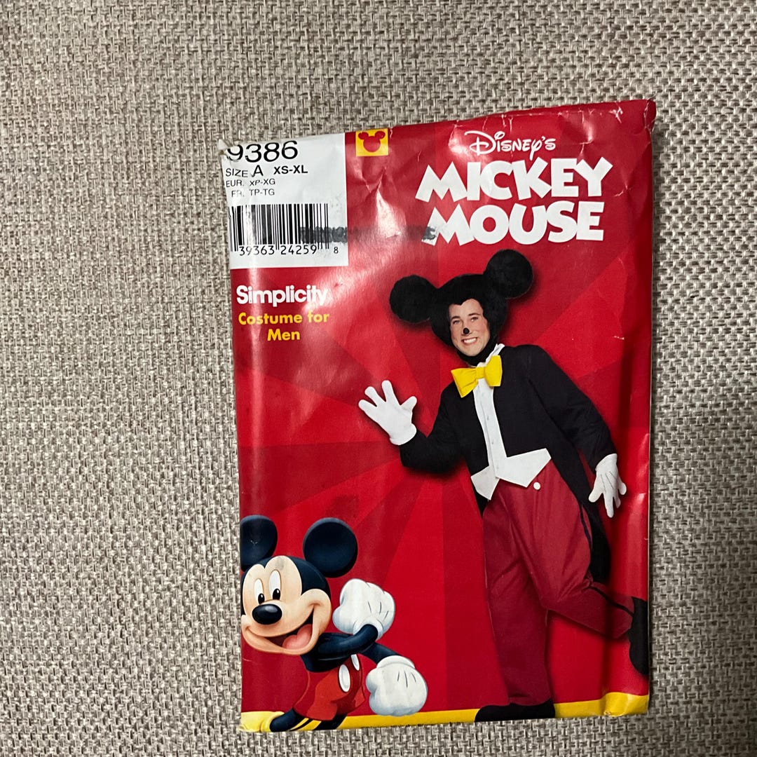 Simplicity 9386 Disney Mickey Mouse Sewing Pattern Adult Men‘s Costume ...