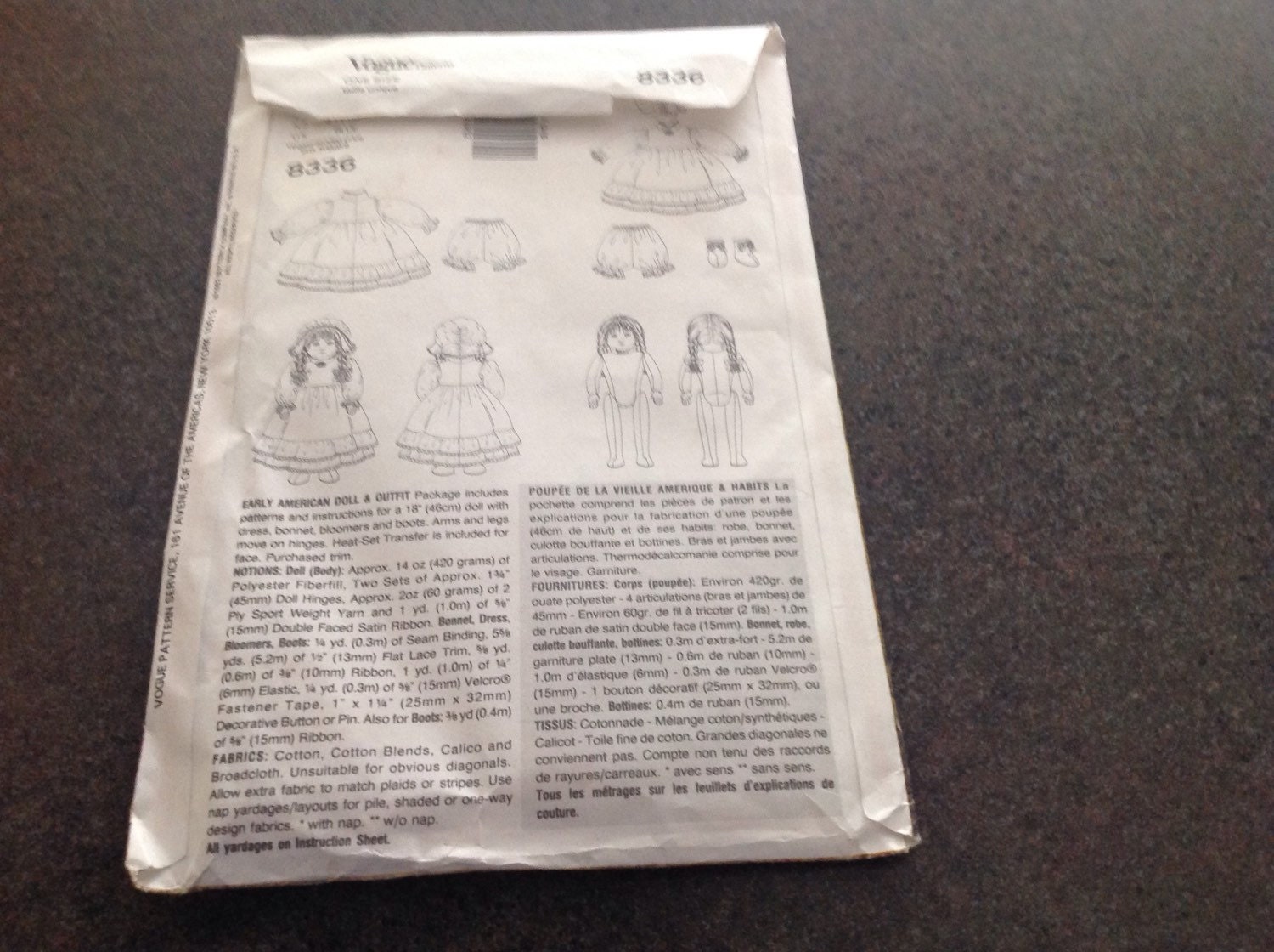 Vogue Craft Doll Collection Sewing Pattern 8336 Linda Carr 18 Inch ...