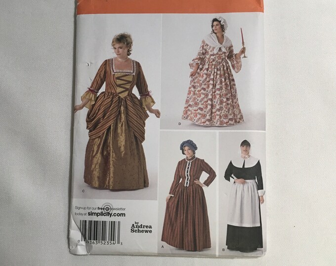 Simplicity 2354 Sewing Pattern American Colonial Gown Dress 18th ...