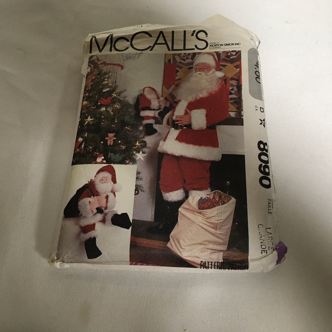 Mccall’s Crafts 8090 Sewing Pattern Santa Claus Costume Bag Doll Santa ...