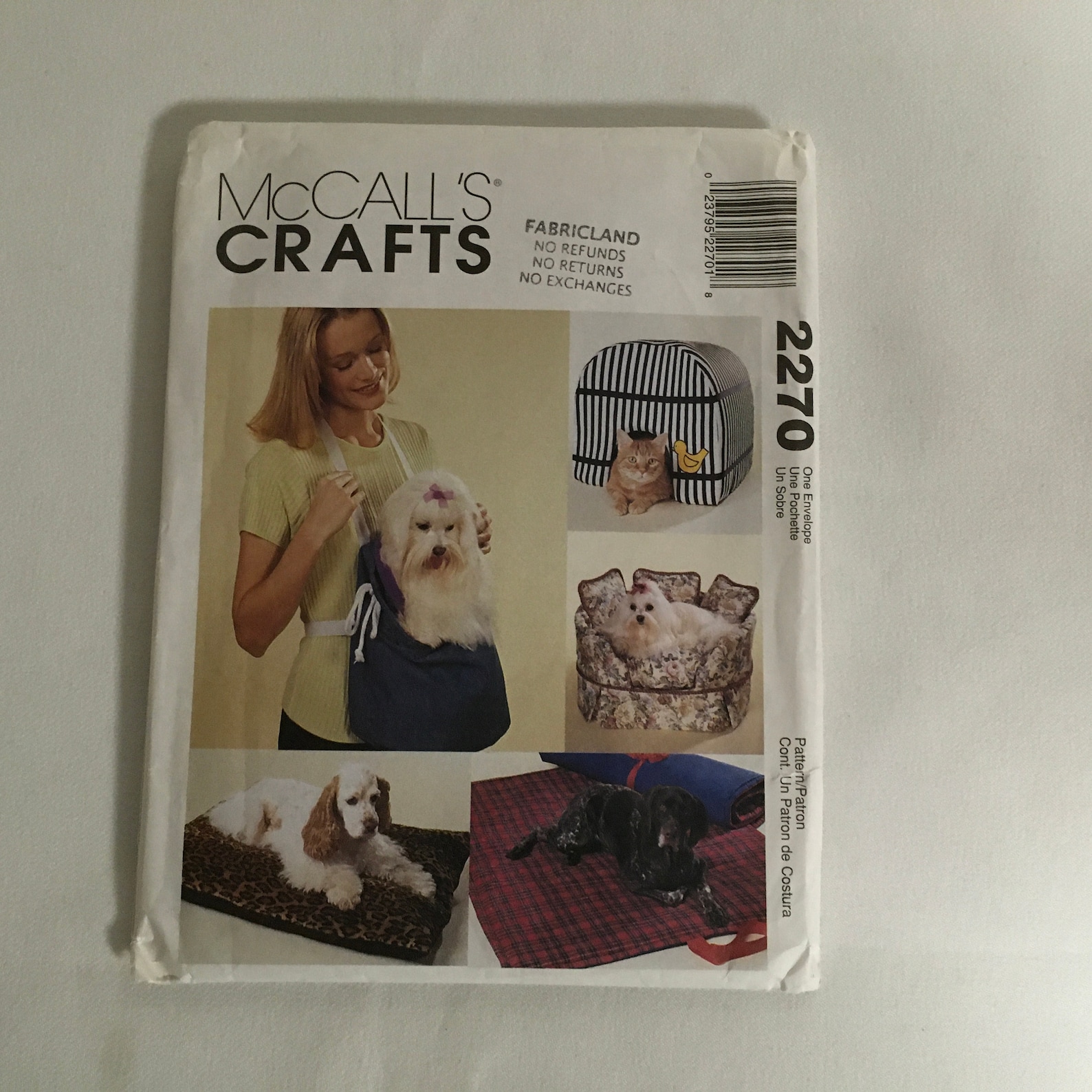 Mccall's Crafts Sewing Pattern 2270 Pet Accessories Dog Cat House Sofa ...