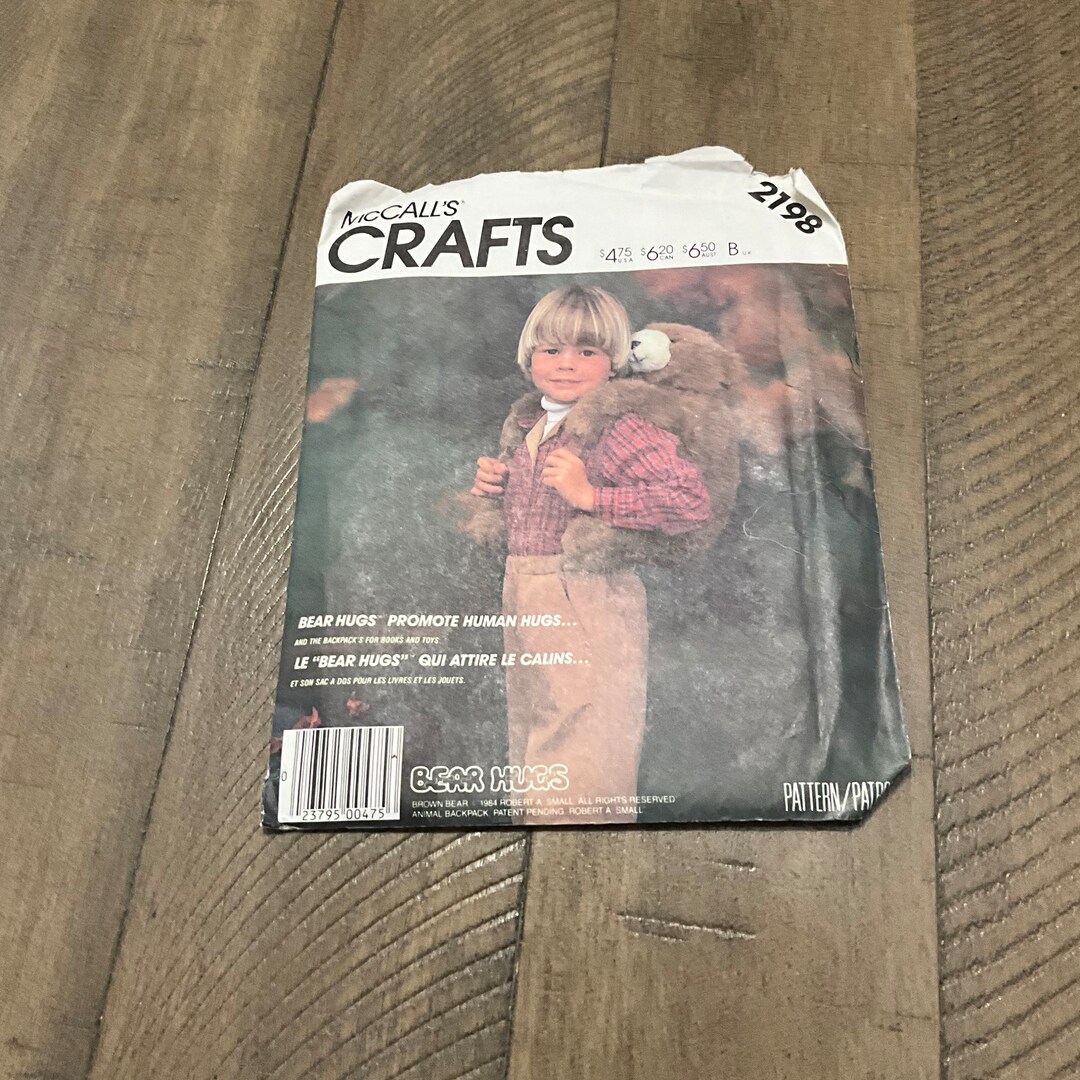 Mccall’s Crafts Sewing Pattern 2198 Bear Hugs Bear Backpack Animal ...