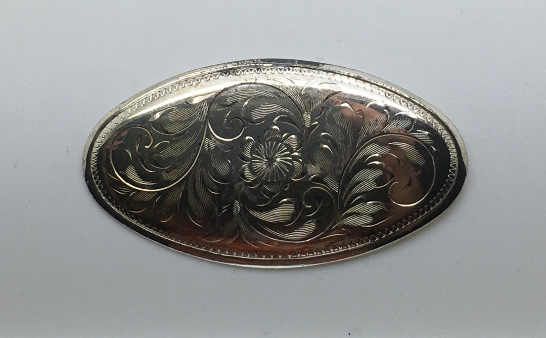 Forstner Sterling Silver Floral Etched Brooch Pin Victorian Style ...