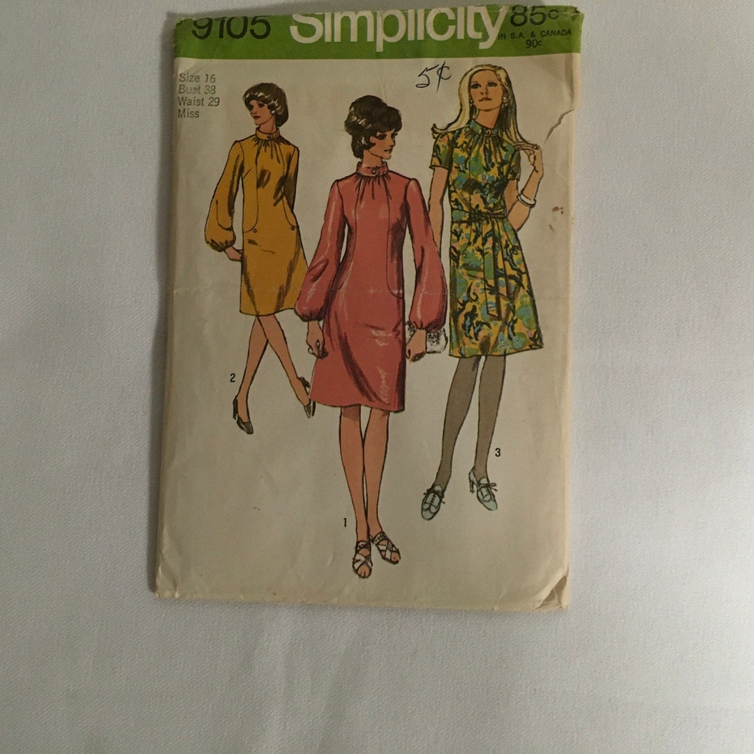 Simplicity 9105 Sewing Pattern Dress Front Seam Interest Back Zipper ...