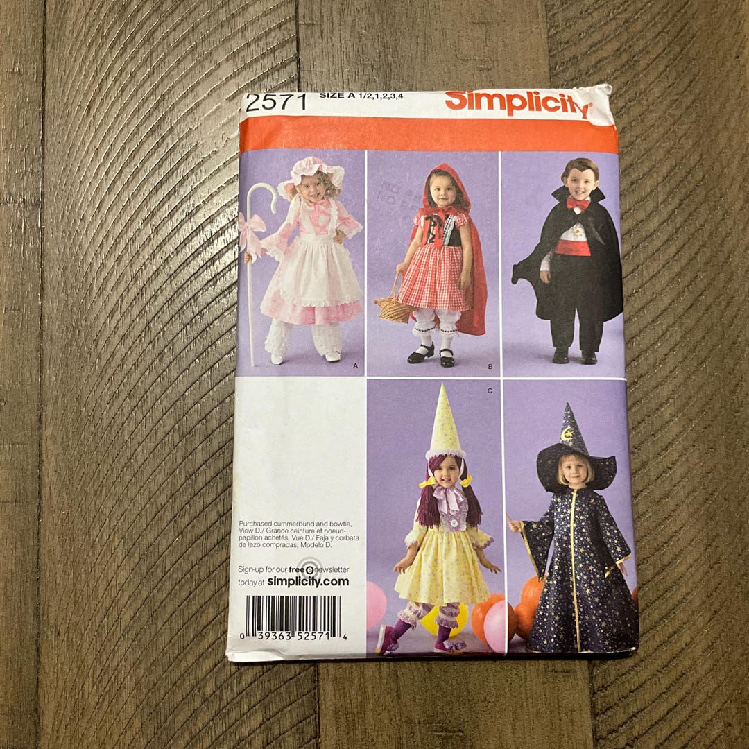 Simplicity 2571 Sewing Pattern Toddlers Costume Little Bo Peep Little ...