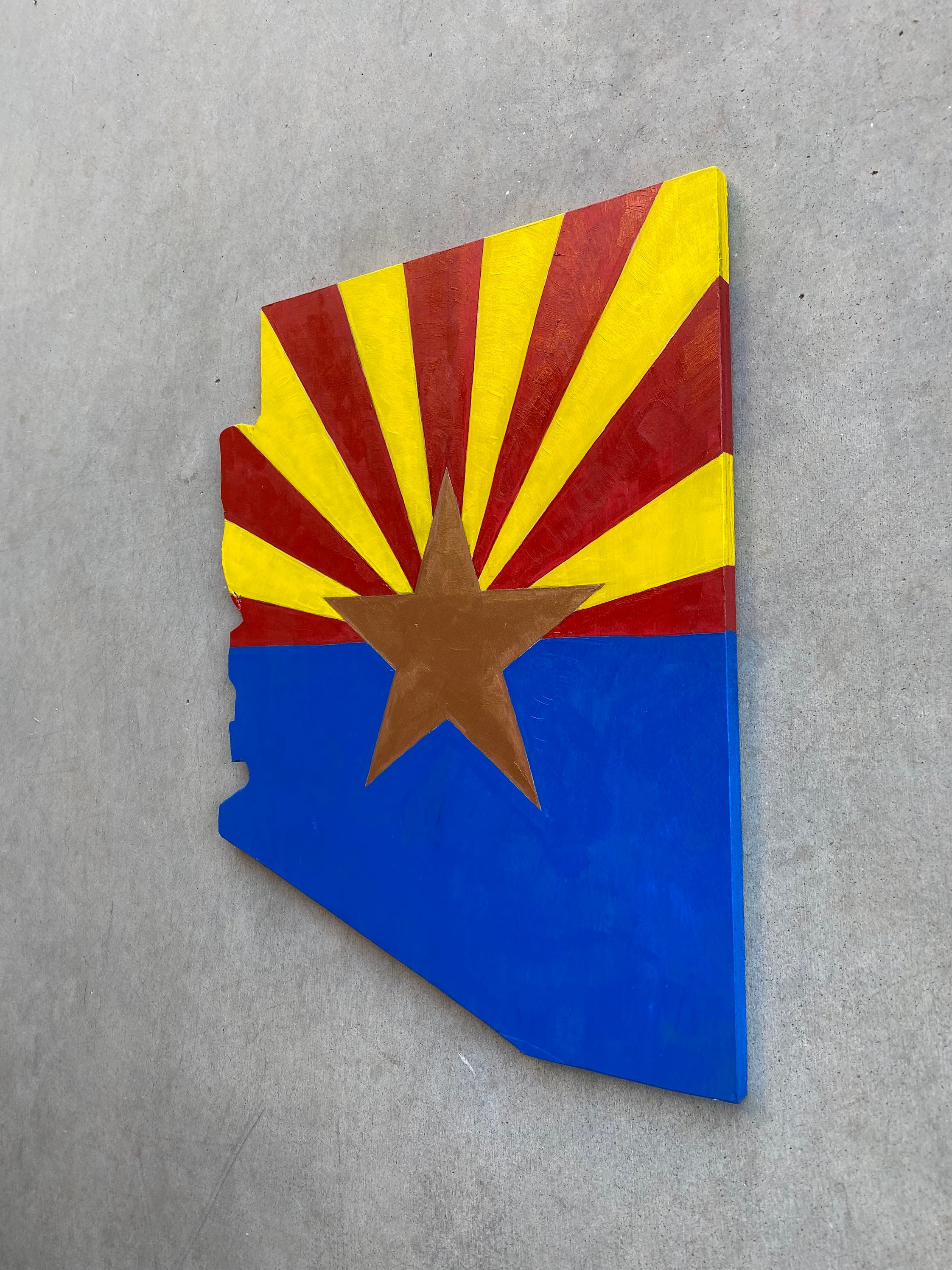Arizona shape with state flag 15x12 | Etsy