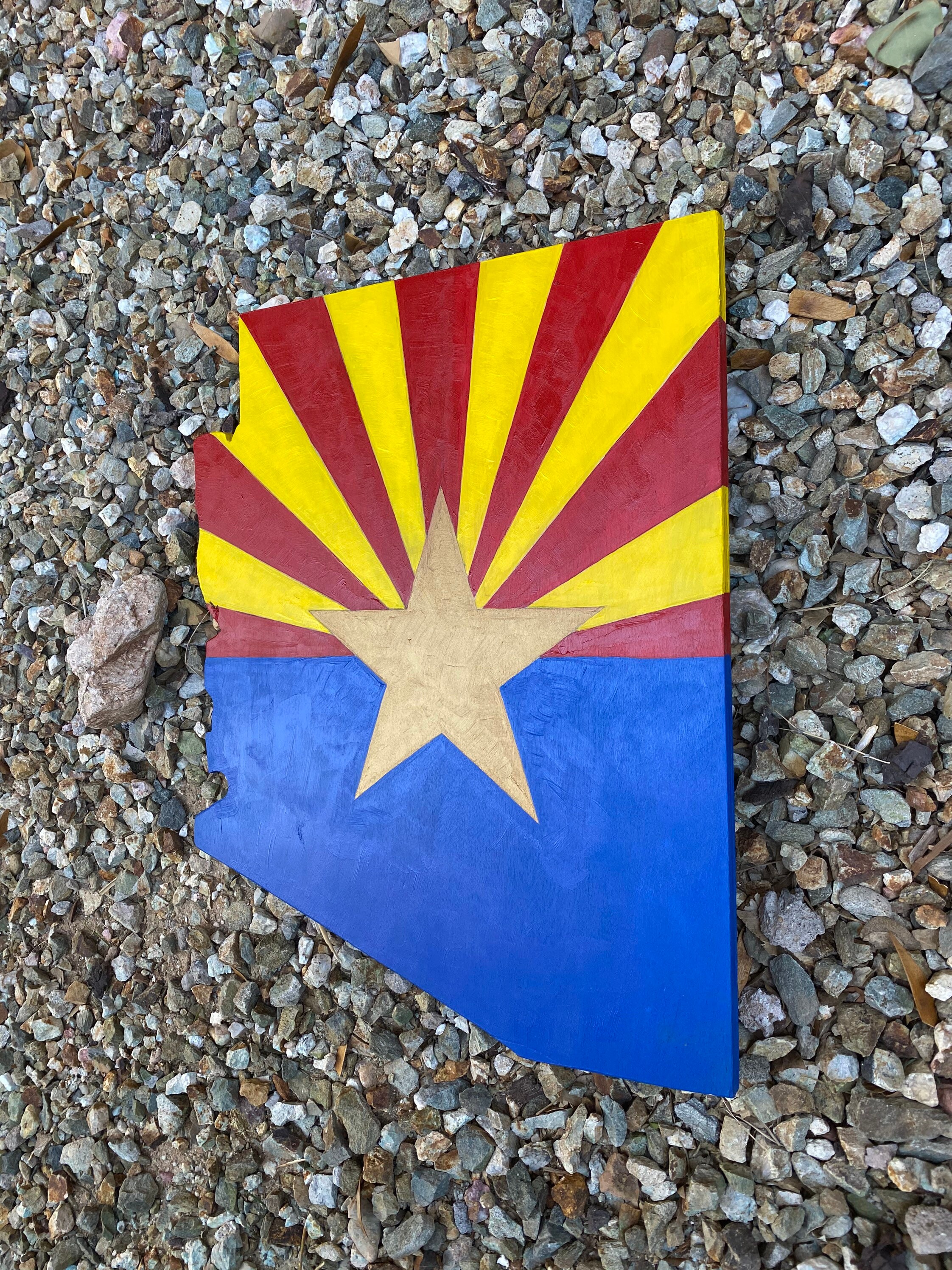 Arizona shape with state flag 15x12 | Etsy