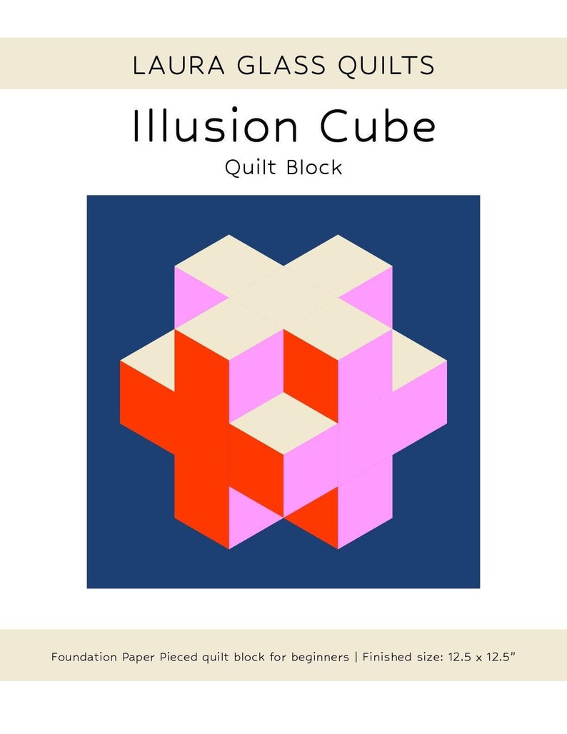 Illusion Cube Quilt Block Pattern | Foundation Paper Piecing 12.5 ...