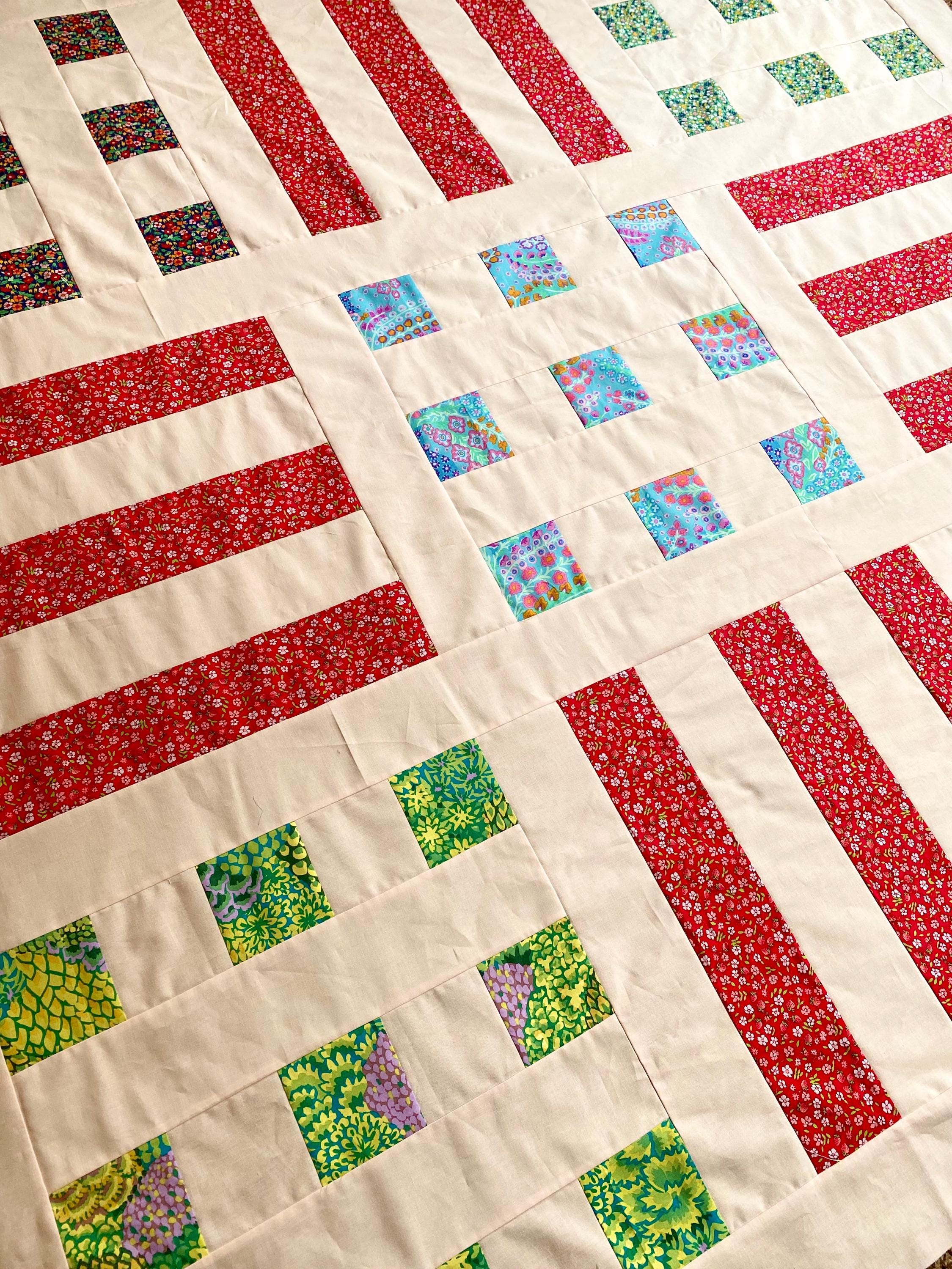 Dots & Stripes Quilt Pattern: Beginner Throw Sized Quilt Top Pattern ...