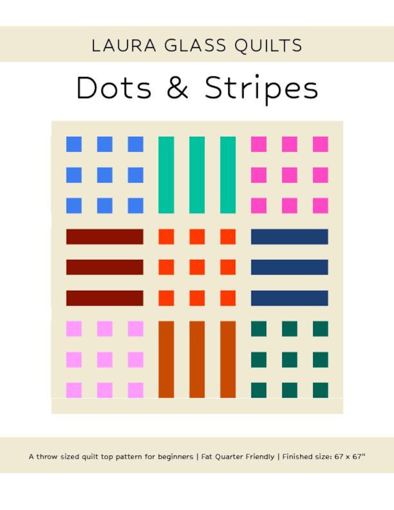 Dots & Stripes Quilt Pattern: Beginner Throw Sized Quilt Top Pattern ...