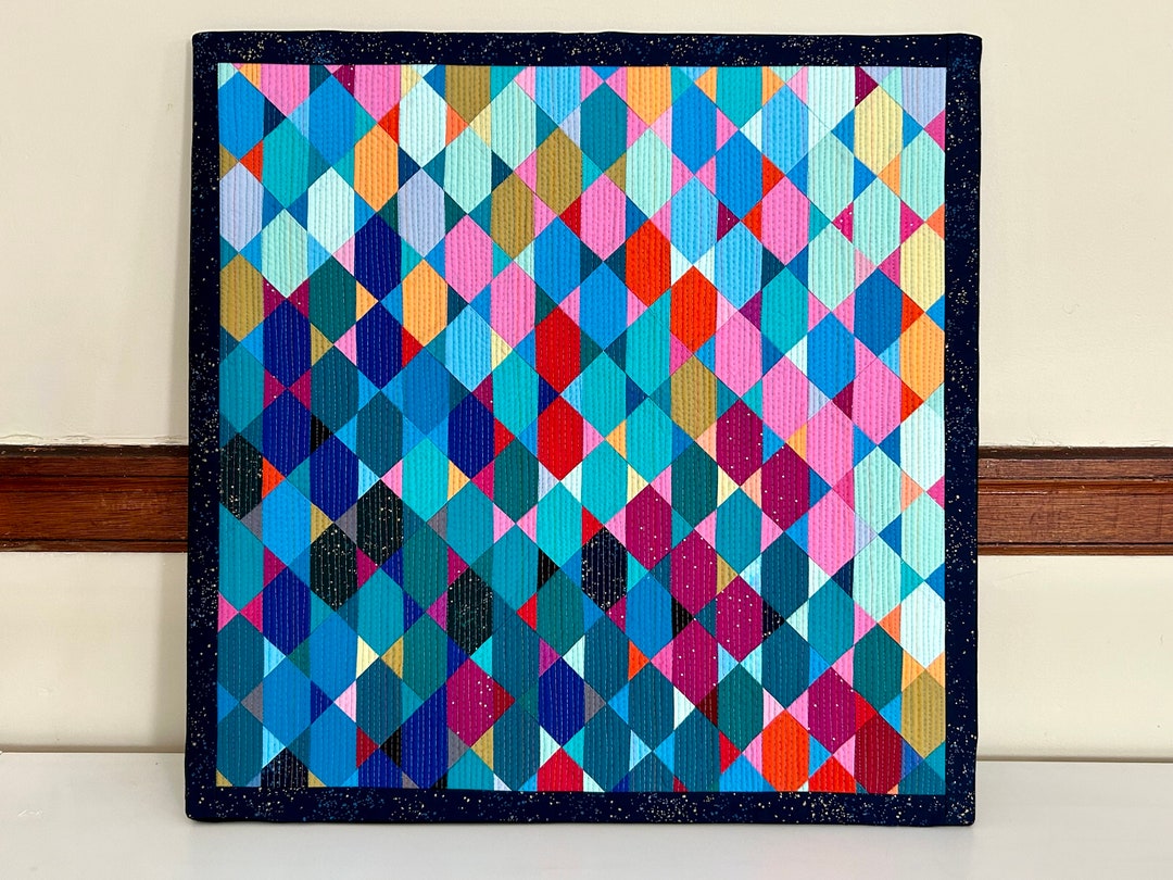 Quilted Wall Hanging, Art Quilt, Textile Art, 24x24" Stretched Frame ...