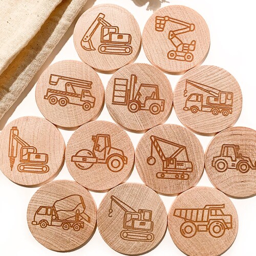 Memory Match Construction Vehicles Dump Truck Digger | Etsy