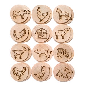 Memory Match Farm Animal Game / Childrens Matching Game / Wood Travel ...