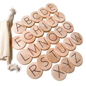 Wood Alphabet Discs / Uppercase Alphabet / Alphabet Flash Cards ...