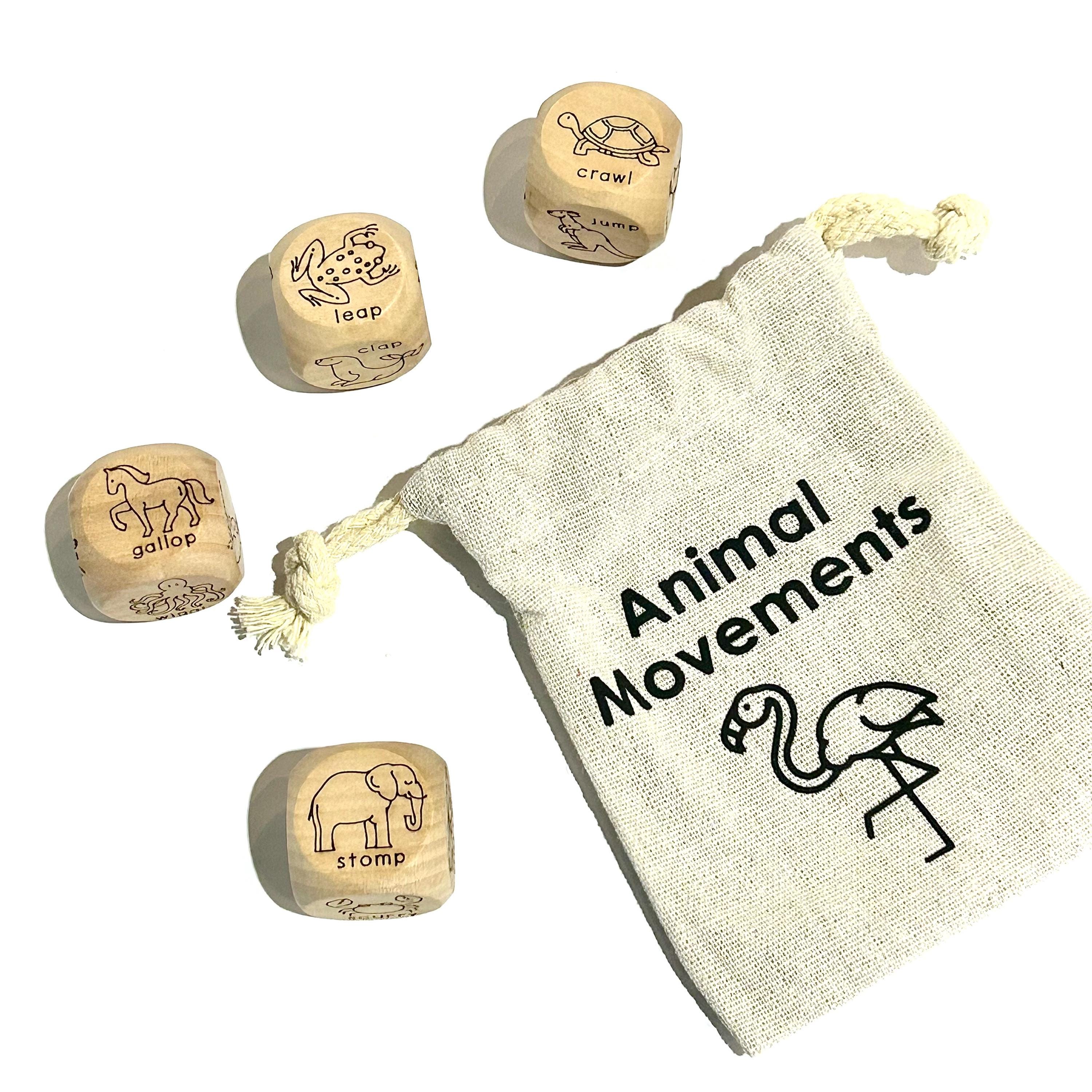 Animal Movements Wood Dice Game / Children's Animal Action Activity ...
