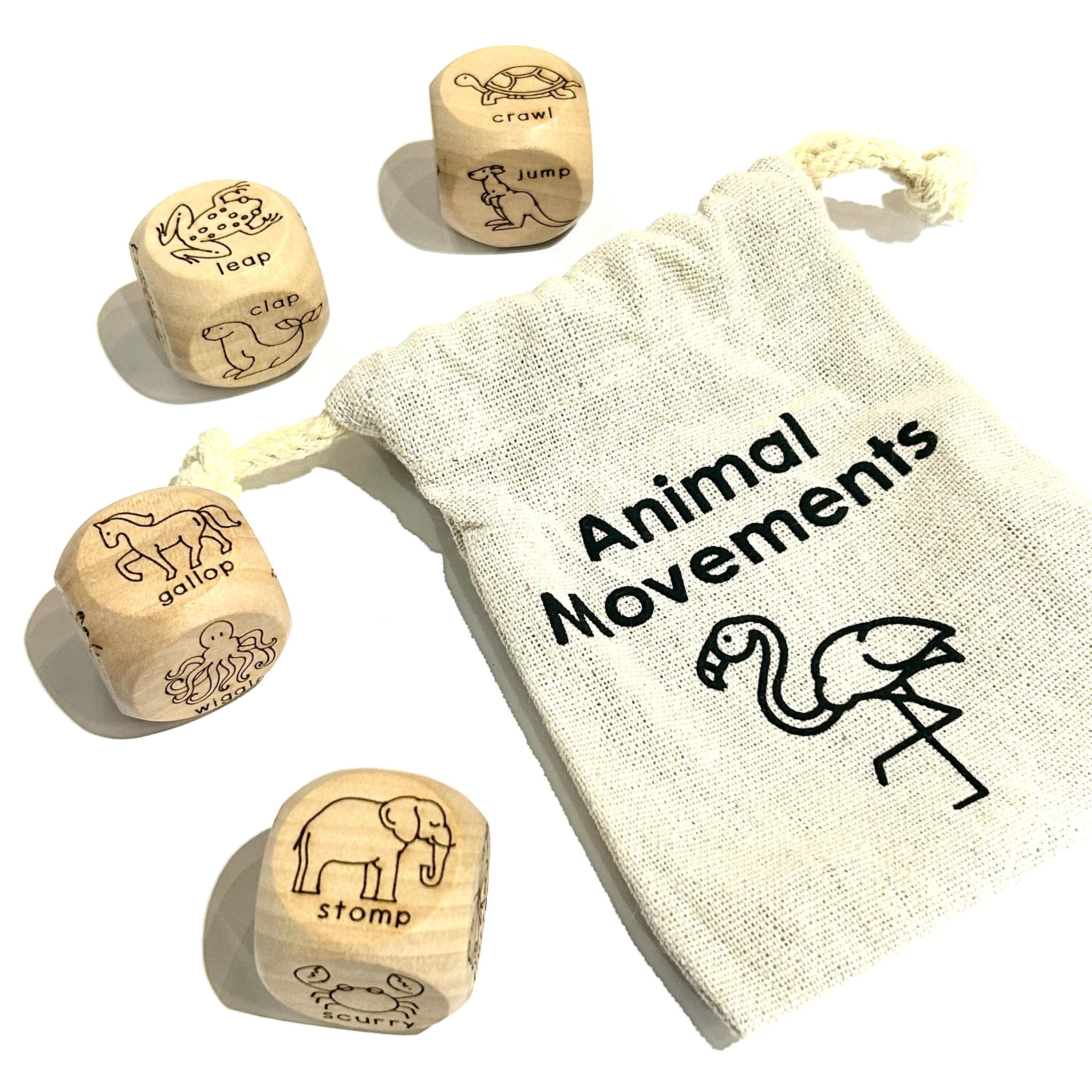 Animal Movements Wood Dice Game / Children's Animal Action Activity ...